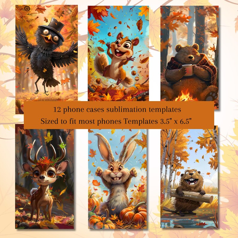 Cartoon Animals Thanksgiving Fall Patterns Sublimation Phone Case ...