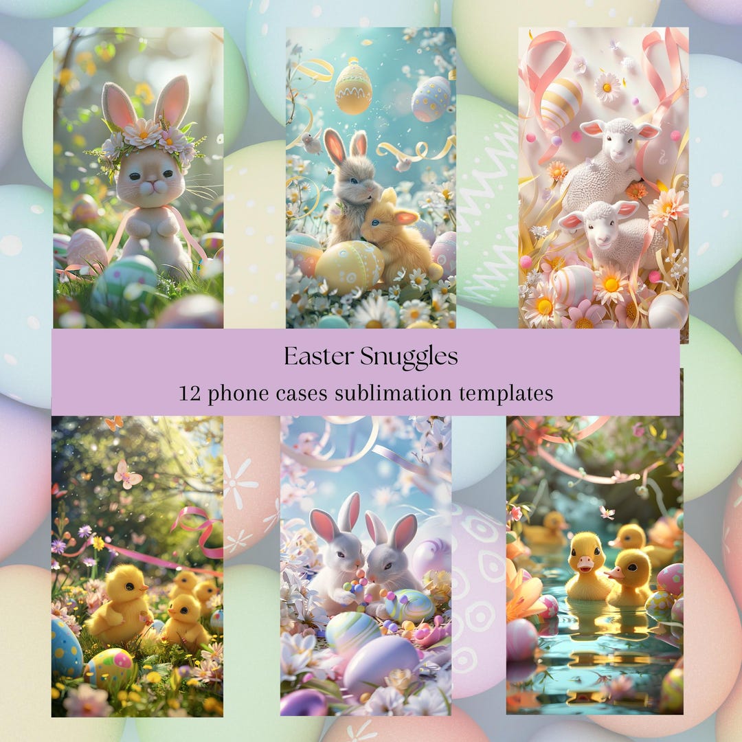 Easter Snuggles DIY Sublimation Phone Case Collection Bundle Templates ...
