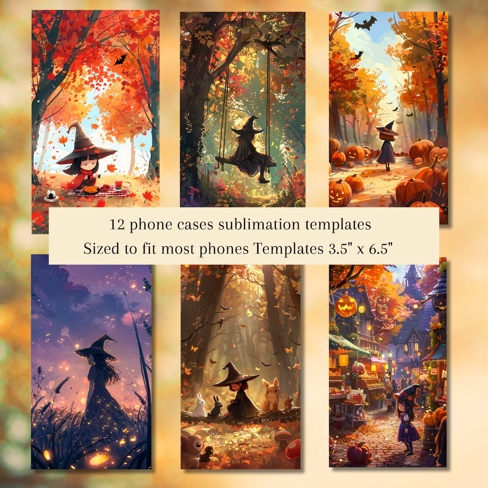 Witch Enchanting Autumn Fall Sublimation Phone Case Bundle Template ...