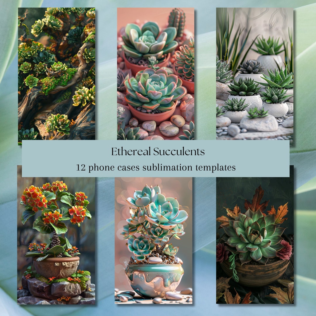 Succulent Plant Cacti Scenery Sublimation Phone Case Bundle Template ...