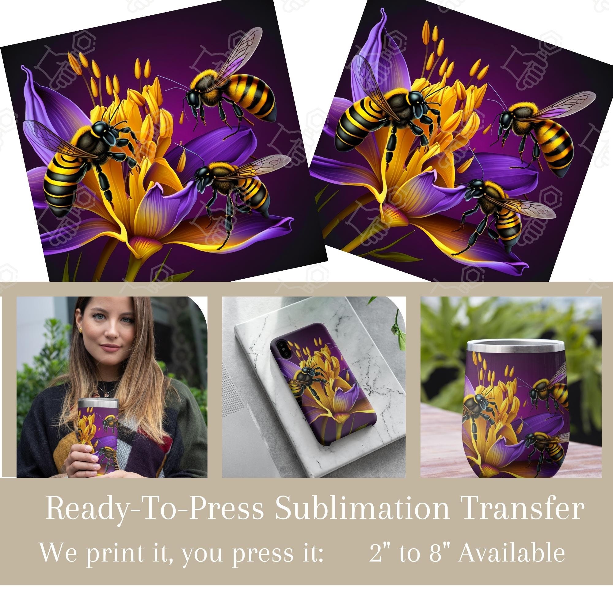 Honey Hues/honey Bees/ Botanical/lilies/ Ready to Press Sublimation Transfer/ Sublimation Design ...