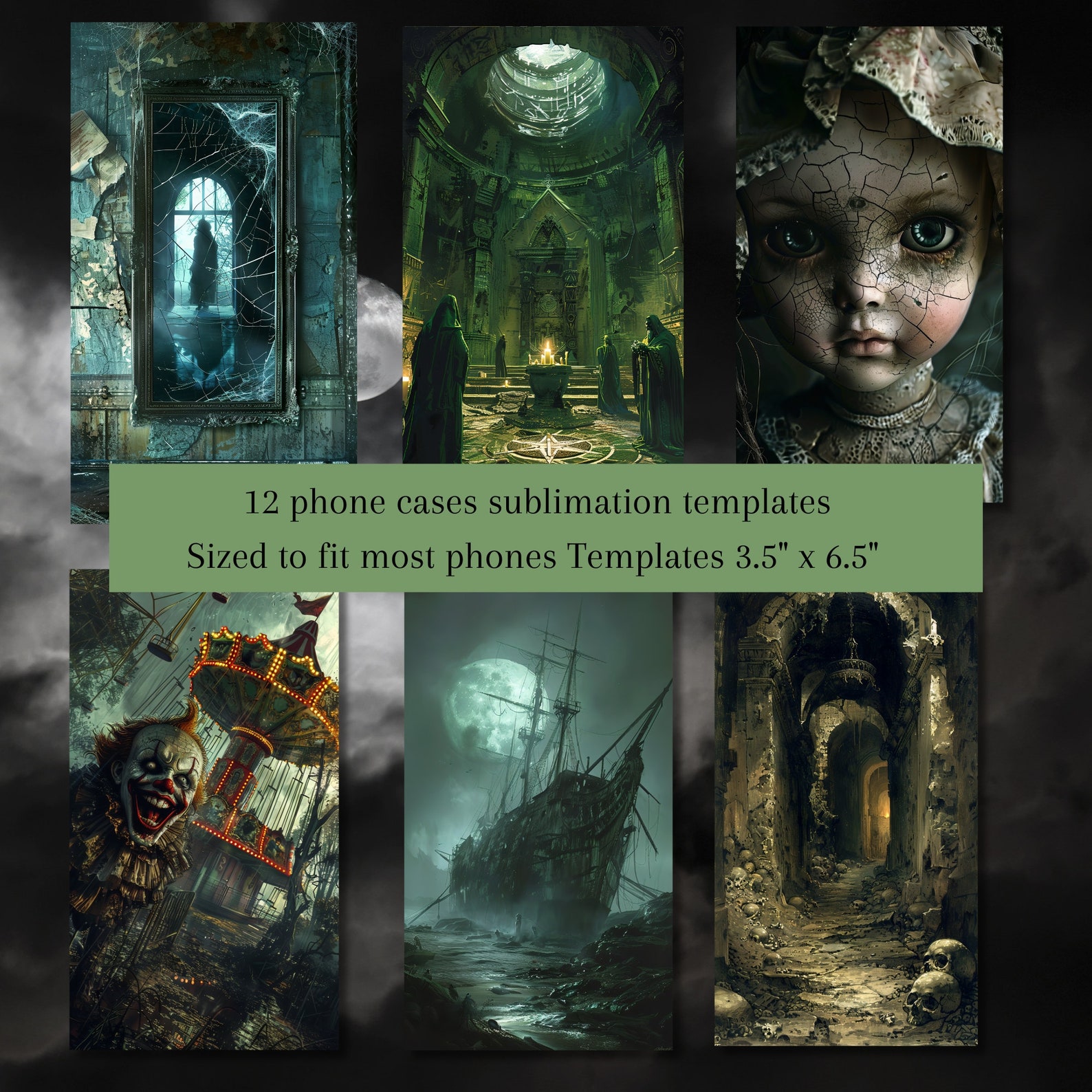 Horror Haunting Sublimation Phone Cases Bundle Templates for Custom ...
