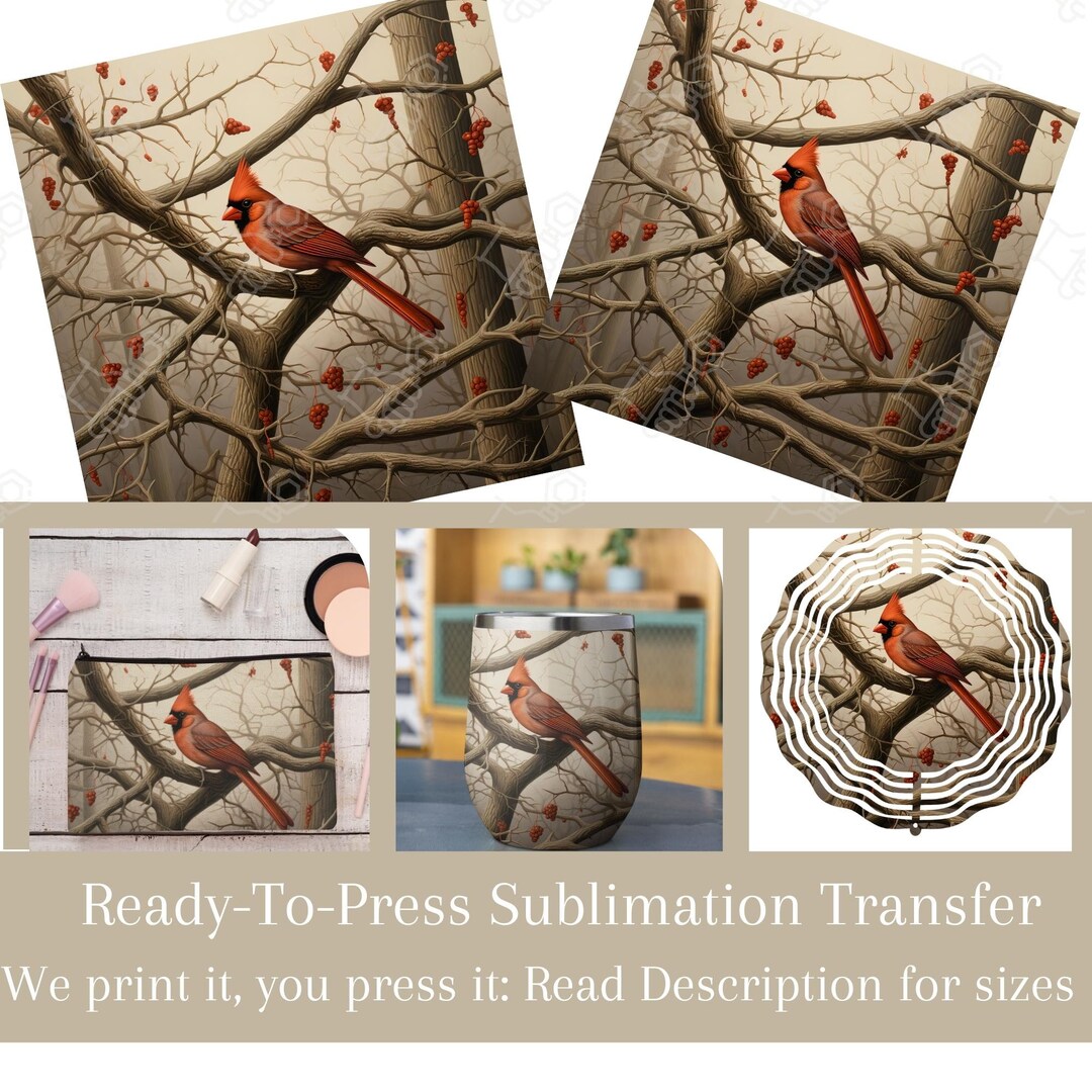 Cardinal/ Male Cardinal/ Birds/red Birds/ Ready to Press Sublimation ...