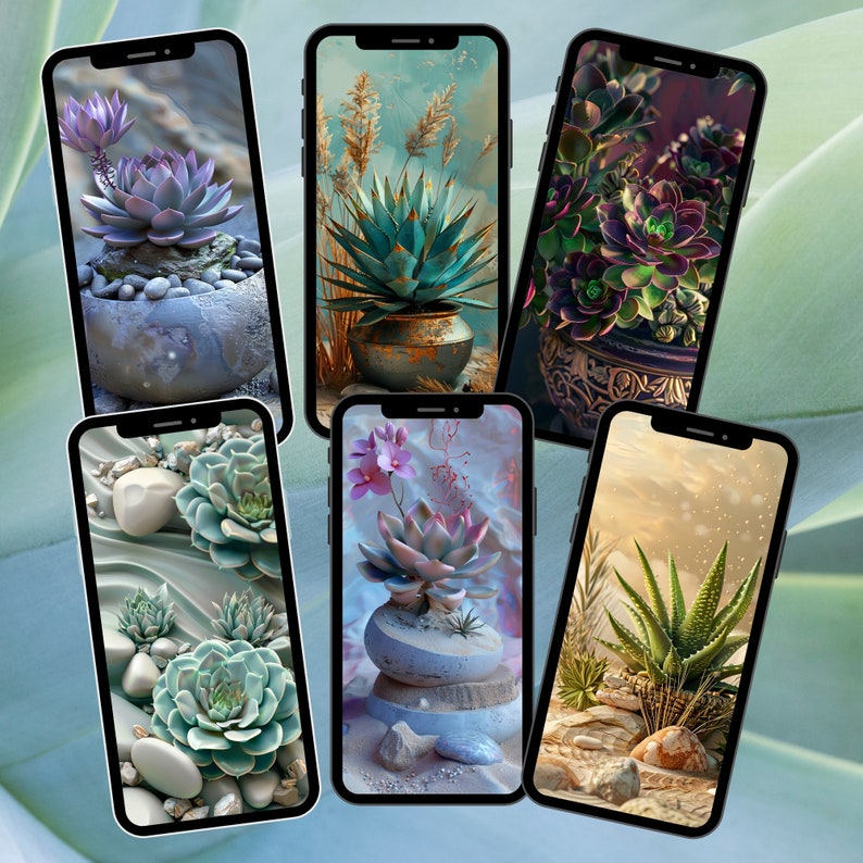 Succulent Plant Cacti Scenery Sublimation Phone Case Bundle Template ...