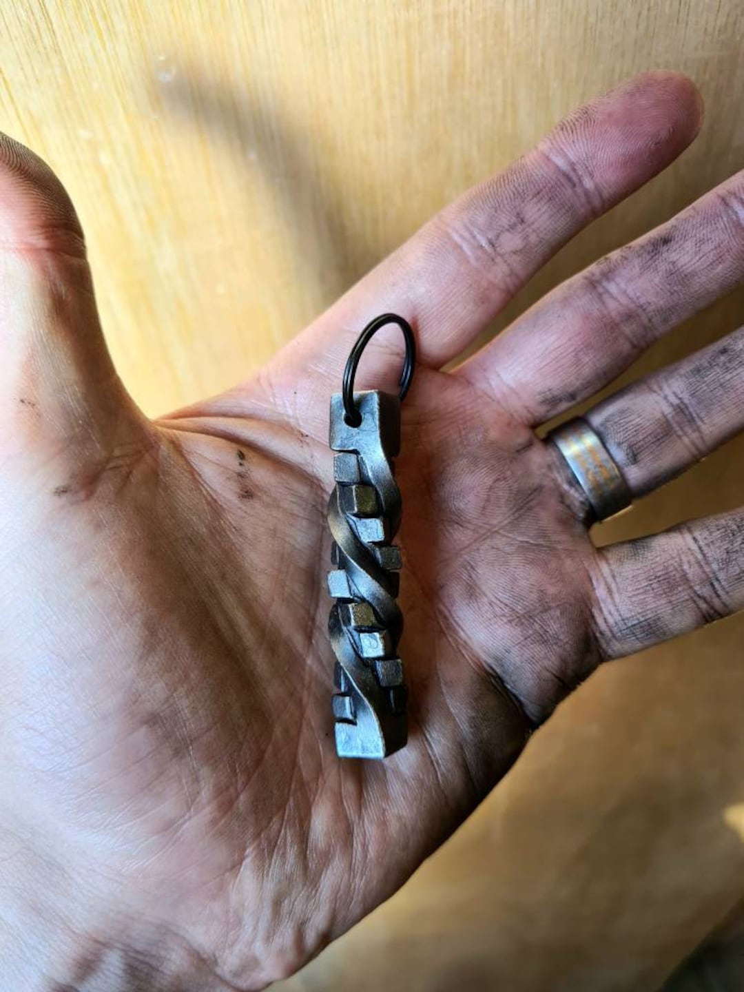 Blacksmith Keychain Twisted Steel Keyring Rubix Twist Keyfob Bag Charm ...