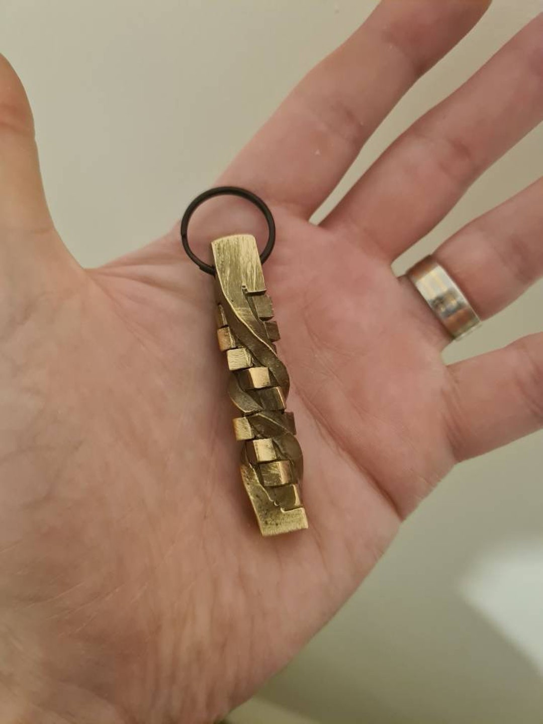 Blacksmith Keychain Twisted Brass Keyring Rubix Twist Keyfob Bag Charm ...