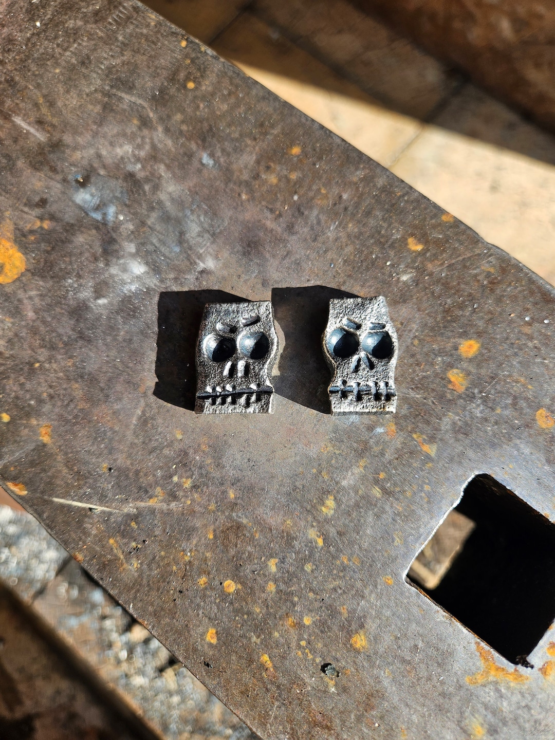 Forged Skull Blacksmith Skull Wrought Iron Skull Steel Skull Pocket ...