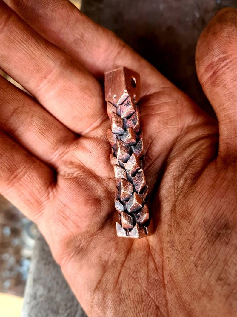 Blacksmith Keychain Dragon Scale Copper Keyring Twist Keyfob - Etsy