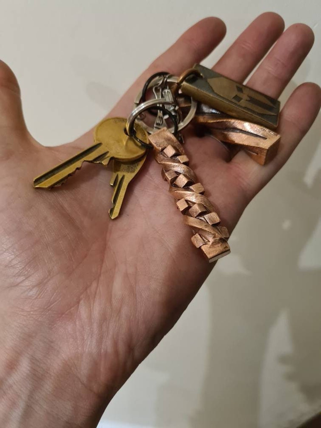 Blacksmith Keychain Twisted Copper Keyring Rubix Twist Keyfob Bag Charm ...