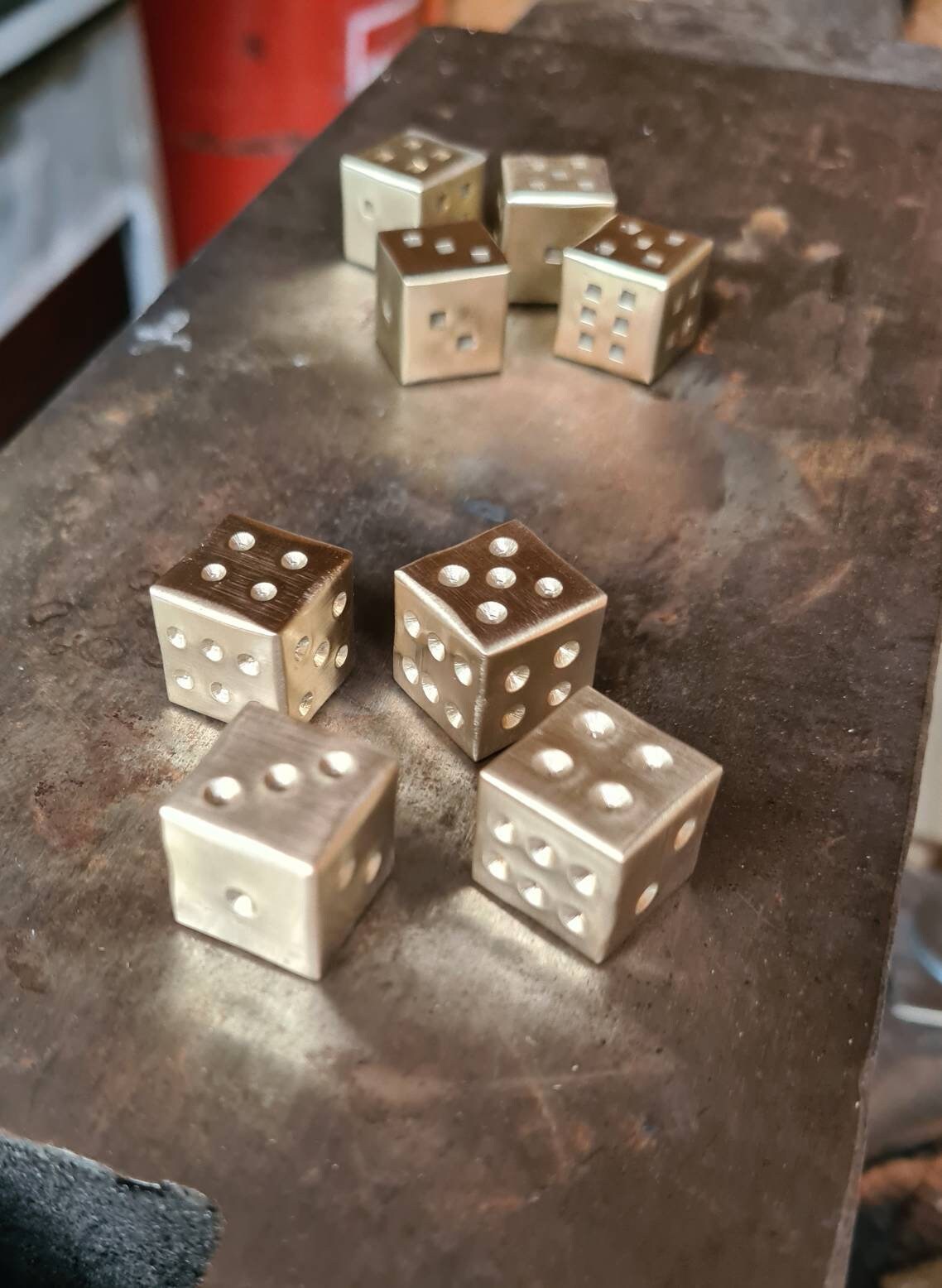 Handmade Metal Dice 16mm Solid Brass Blacksmith Dice Steampunk Gambling ...
