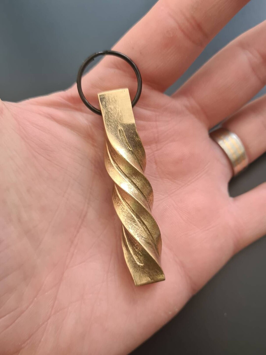 Blacksmith Keychain Twisted Brass Keyring Wheat Twist Keyfob Bag Charm ...