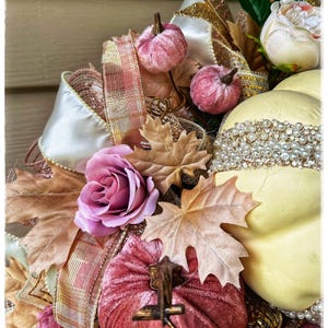 Pink Fall Wreath, Xl Pink Glam Fall Wreath, Autumn Wreath, Elegant Fall ...