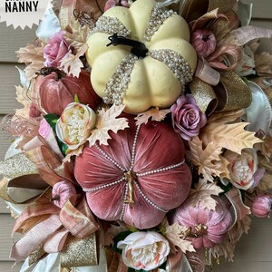 Pink Fall Wreath, Xl Pink Glam Fall Wreath, Autumn Wreath, Elegant Fall ...