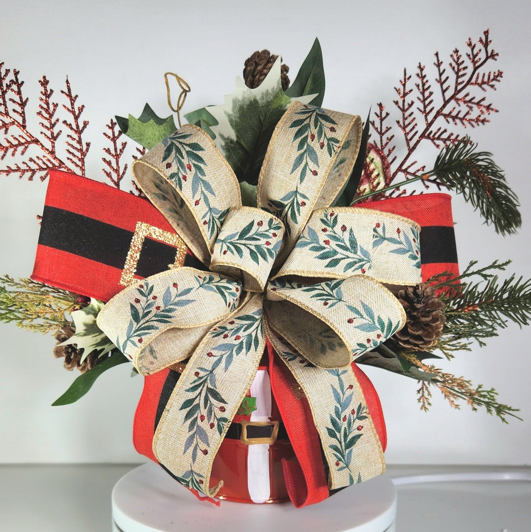 Santa Suit Tin Can Christmas Centerpiece: Pinecones & Festive Ribbons ...