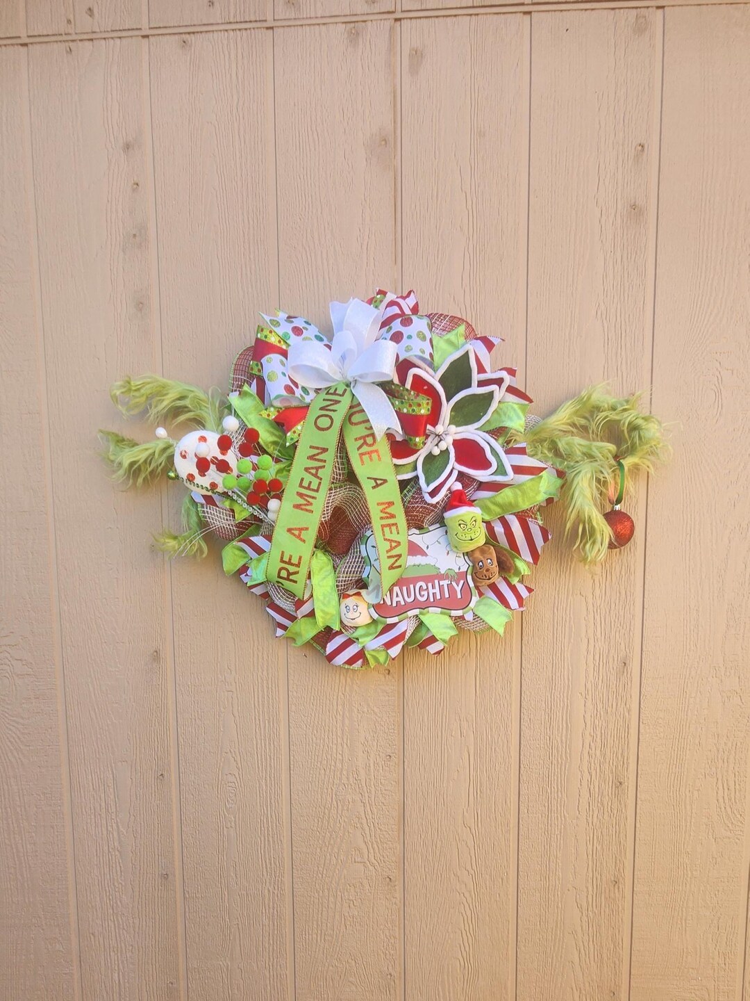 Whimsical Character Wreath, Lime, Red, White Mesh, Colorful Wired ...