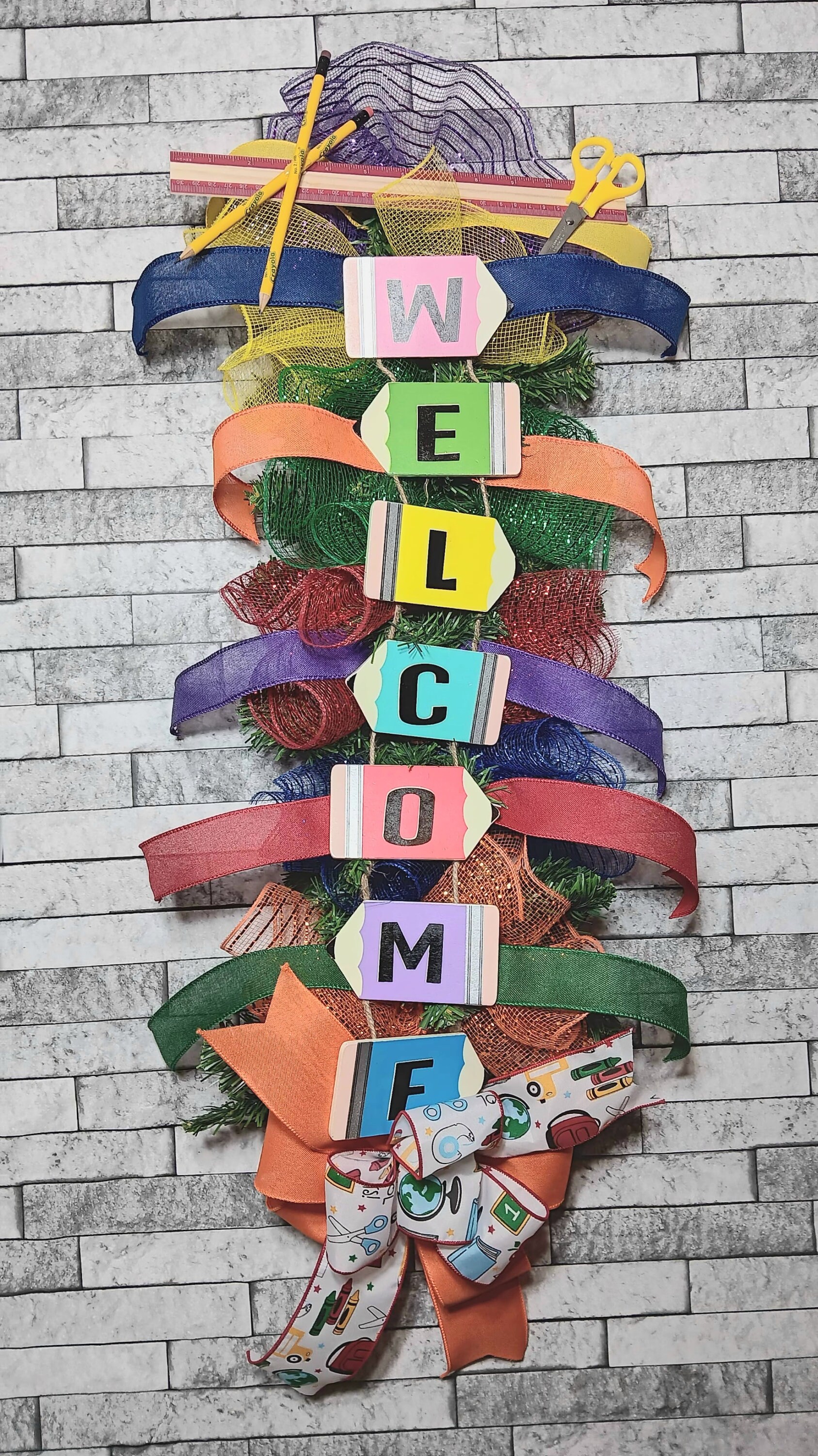 Back to School Swag Welcome Front Door Decor Welcome - Etsy