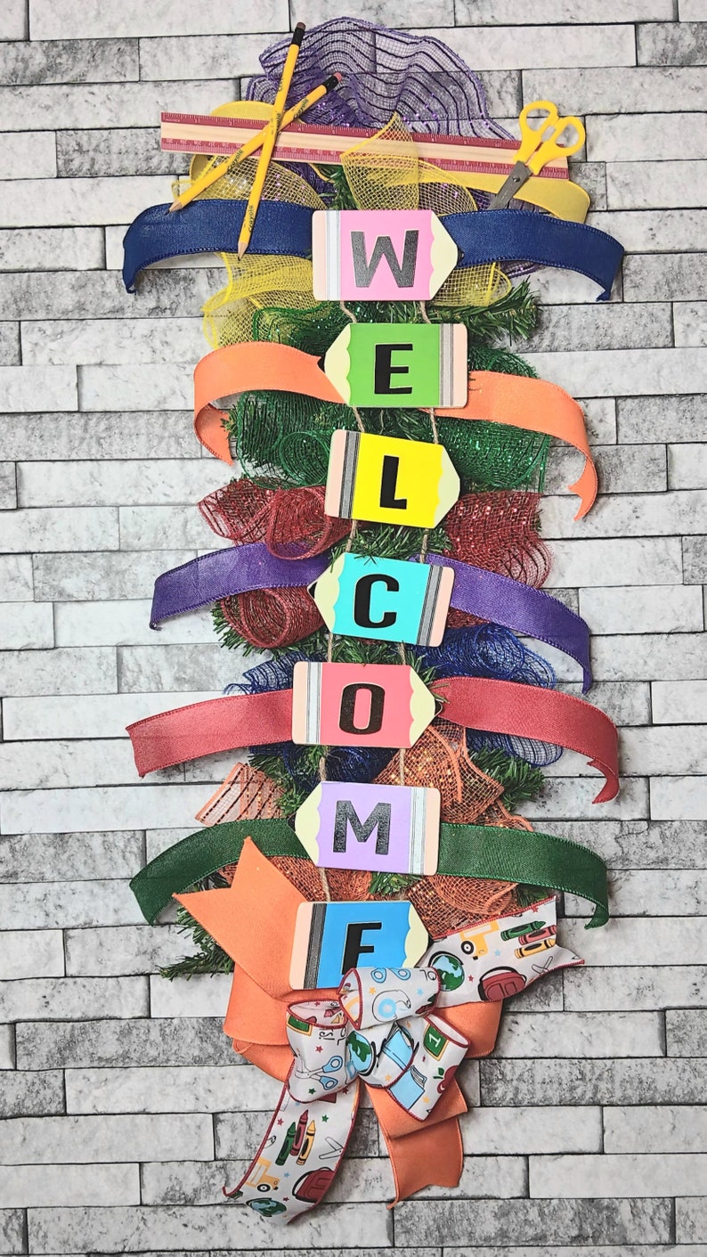 Back to School Swag, Welcome Front Door Decor, Welcome Students ...
