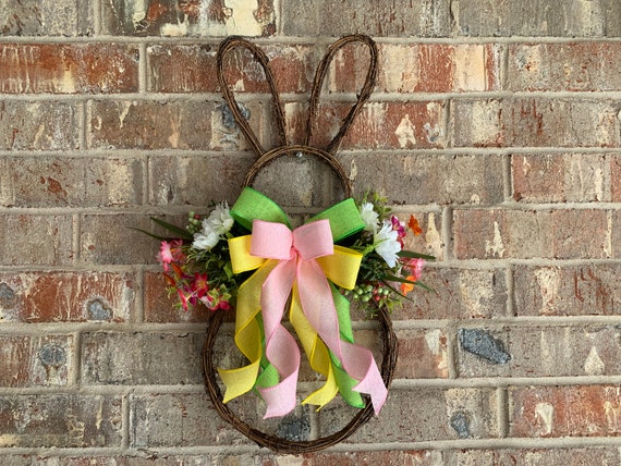 Spring Grapevine Bunny Shaped Wreath Easter Bunny Wall Decor | Etsy