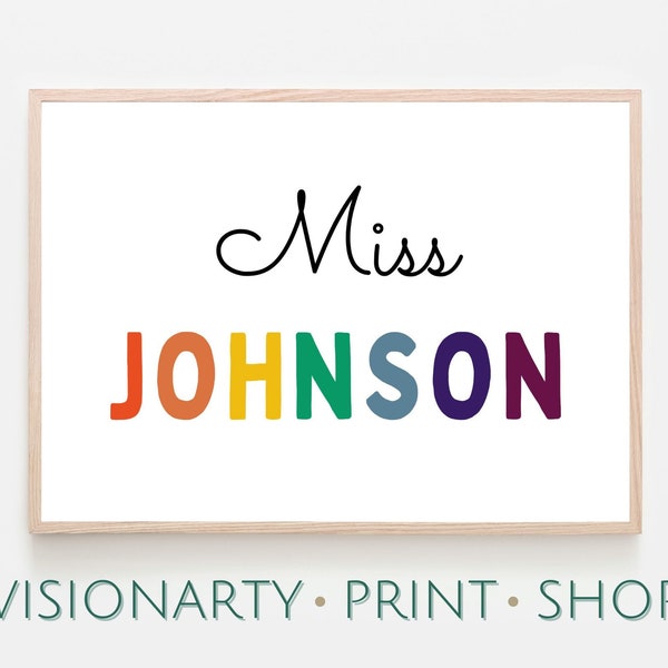 Teacher Name Sign Printable - Etsy