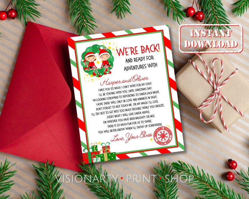 Personalized Elf Letter Welcome Back Letter From Two Elves - Etsy