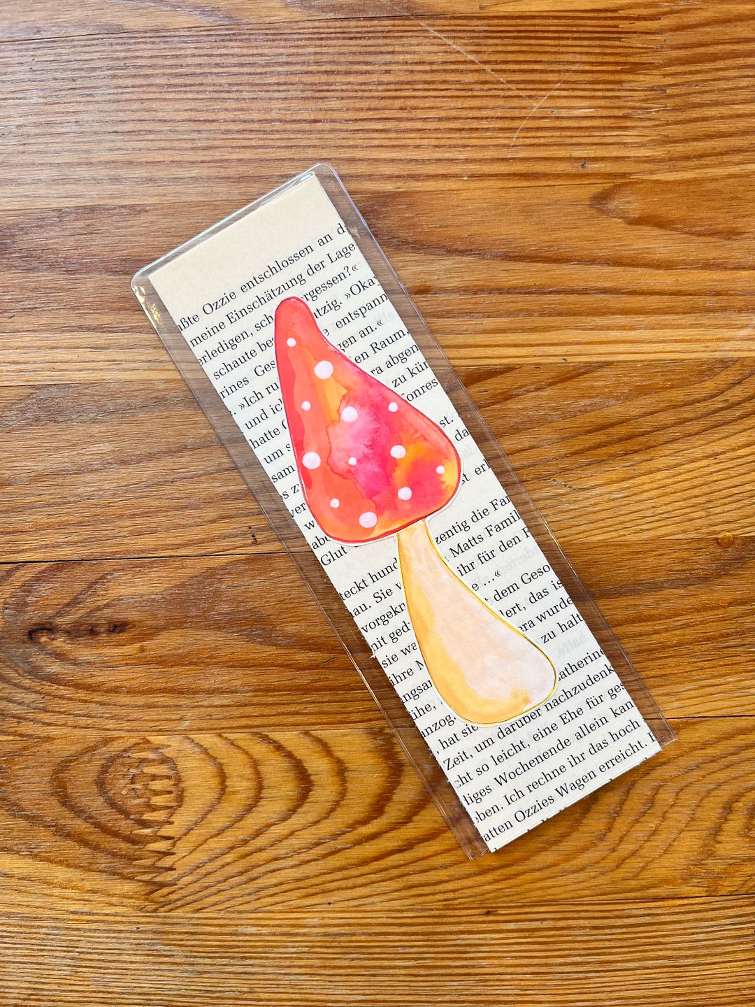 Mushroom Bookmark, Hand Painted Paper Bookmark With Removable Sleeve ...