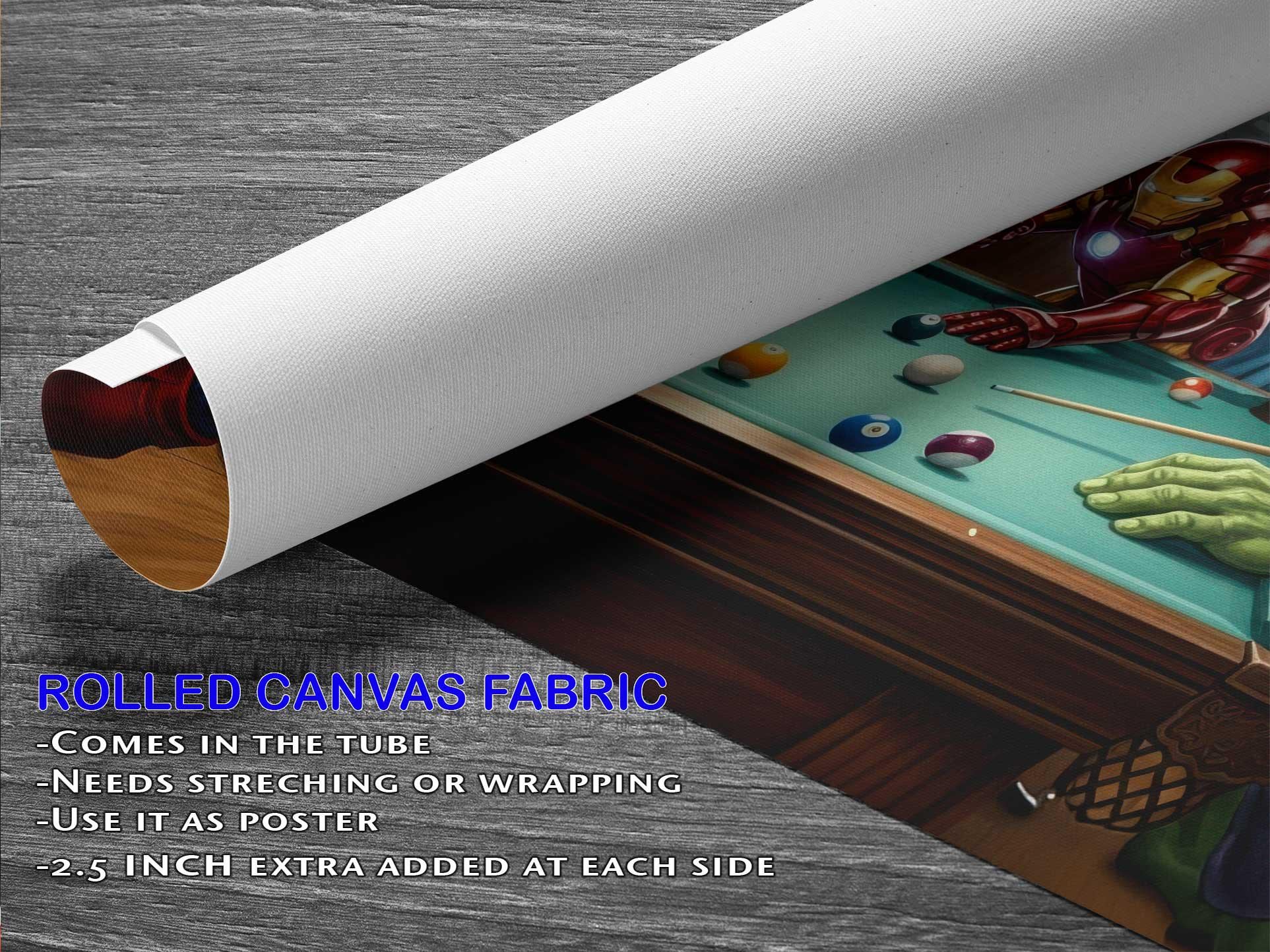 Superhero Billiards Match Canvas, Comic Heroes Game Night Wall Art ...