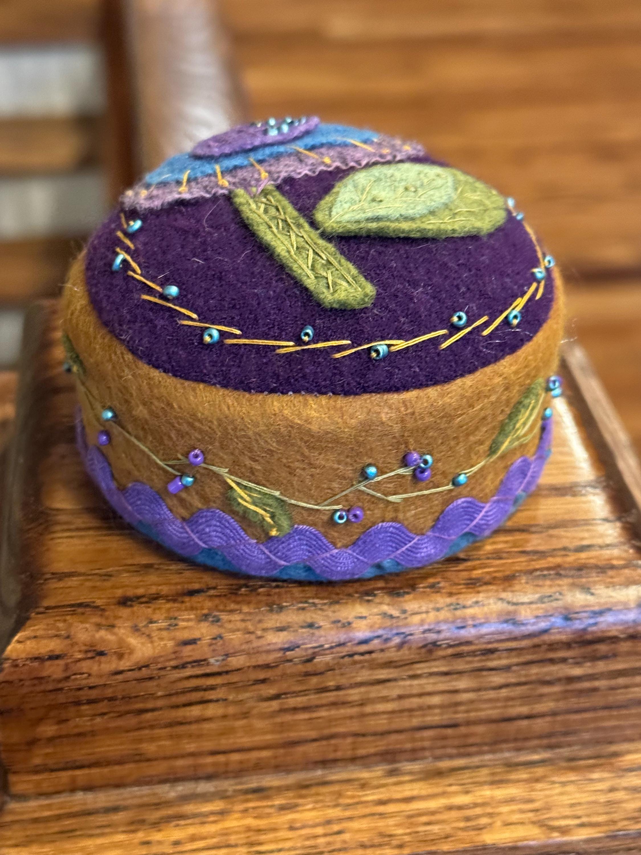 Handmade Wool/wool Blend, Embroidered, Beaded Pincushion - Etsy