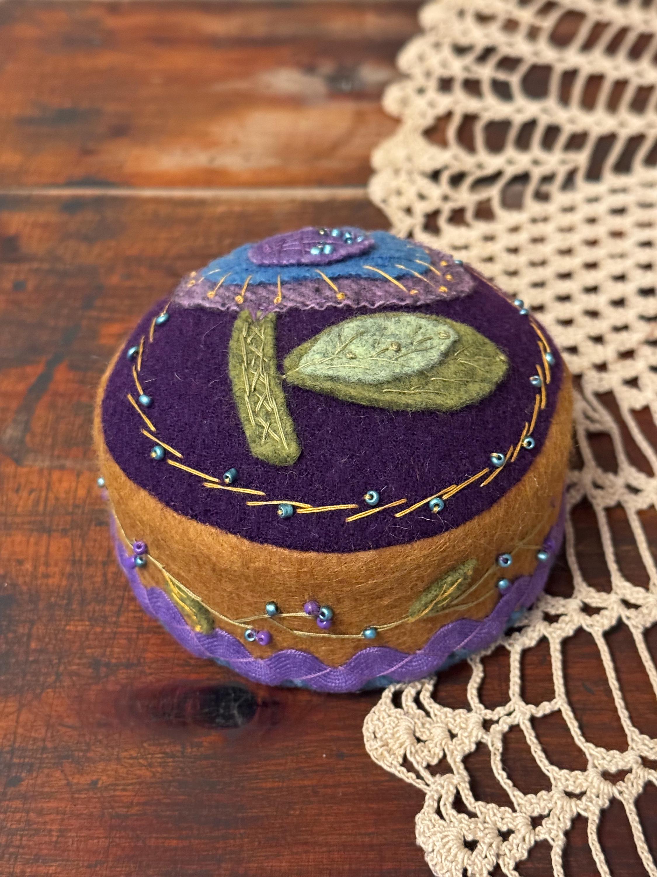 Handmade Wool/wool Blend, Embroidered, Beaded Pincushion - Etsy