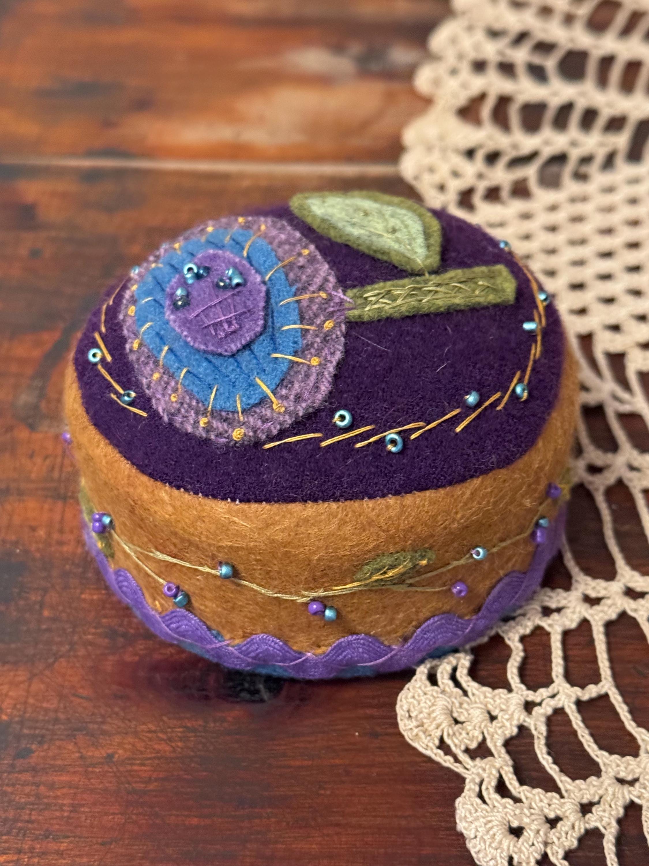 Handmade Wool/wool Blend, Embroidered, Beaded Pincushion - Etsy