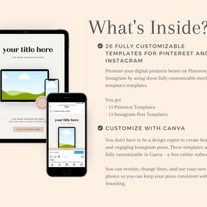 Pinterest and Instagram Mock-up for Digital Products Templates ...
