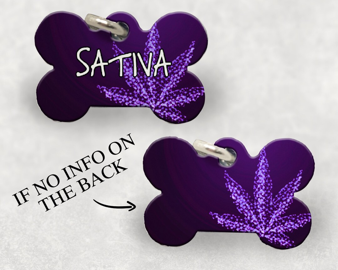 WEED Dog Tag, Metal Pet Tag Purple MARIJUANA Leaf, New Pet Adoption ...