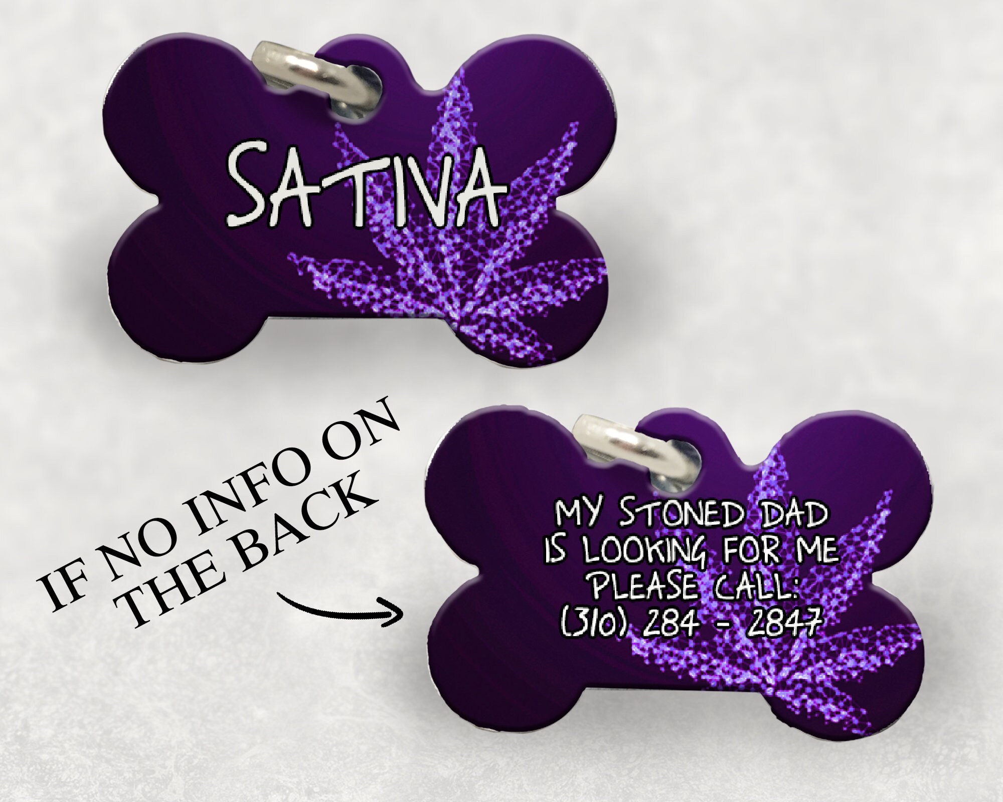 WEED Dog Tag, Metal Pet Tag Purple MARIJUANA Leaf, New Pet Adoption ...