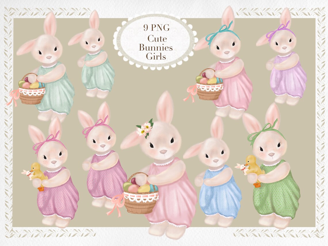 Easter Bunny Clipart Instant Download , Cute Rabbit PNG, Rabbit Bunny ...