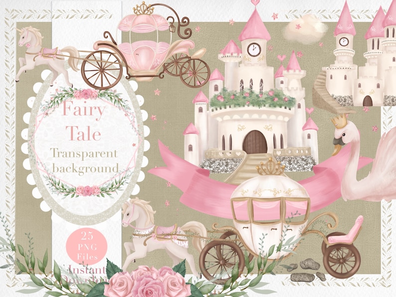 Watercolor Fairy Tale Clipart Fairytale Castle Clipart Royal - Etsy