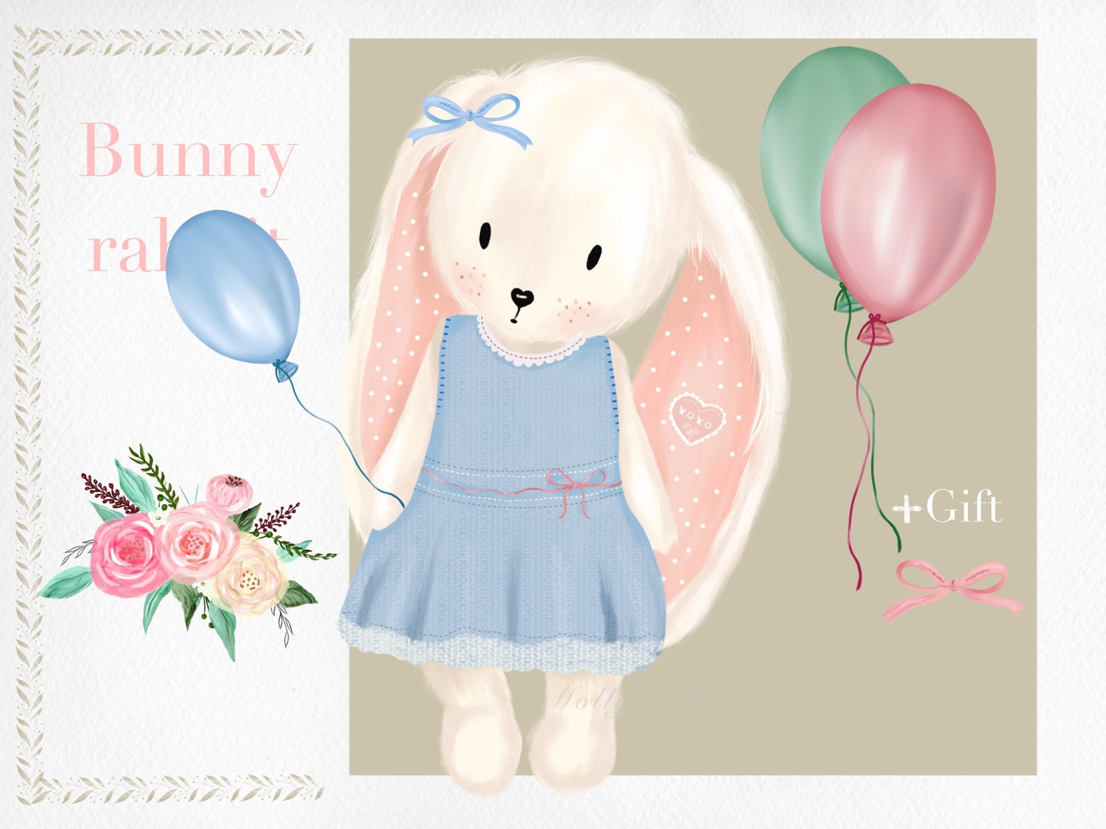 Cute Bunny Clipart,bunny Png,rabbit Clipart, Baby Shower,birthday ...