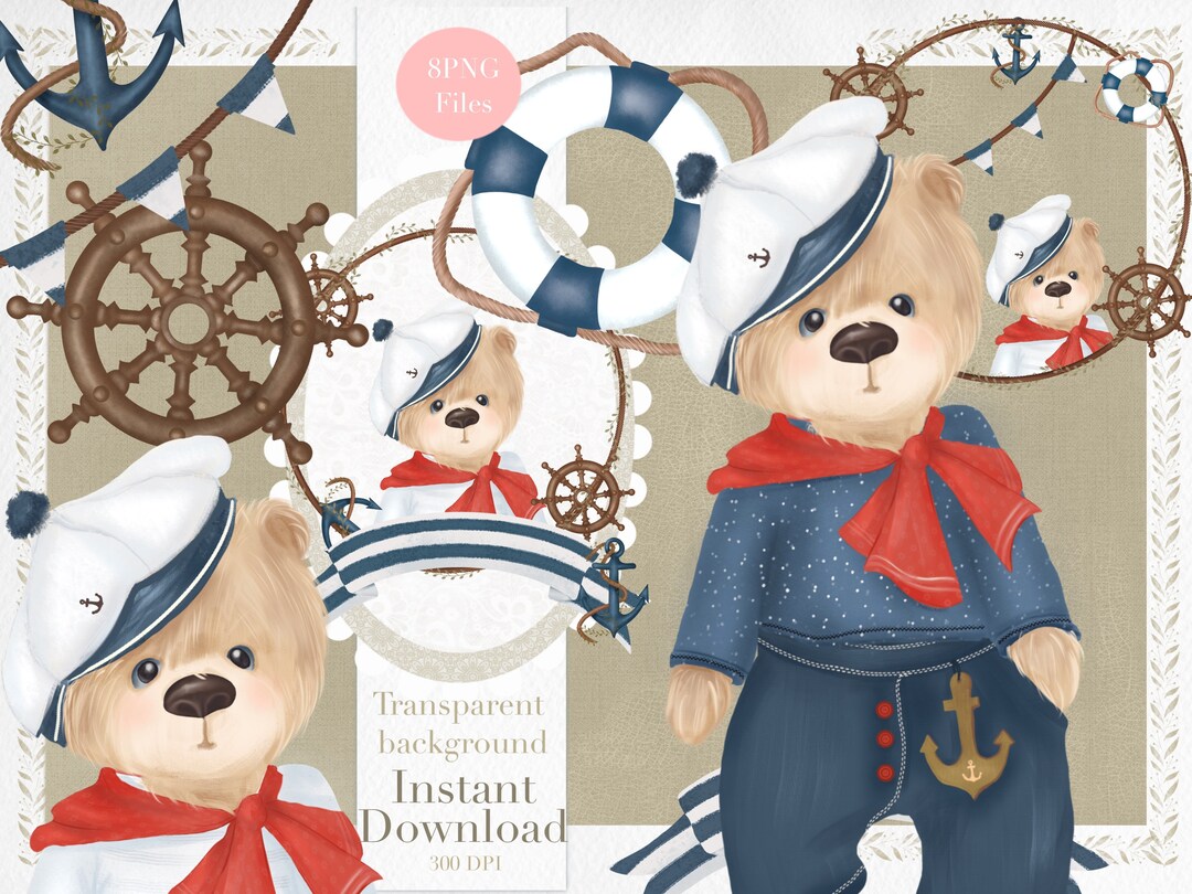 Watercolor Clipart Marine Adventure, Baby Boy, Nautical, Sea,png Sea ...