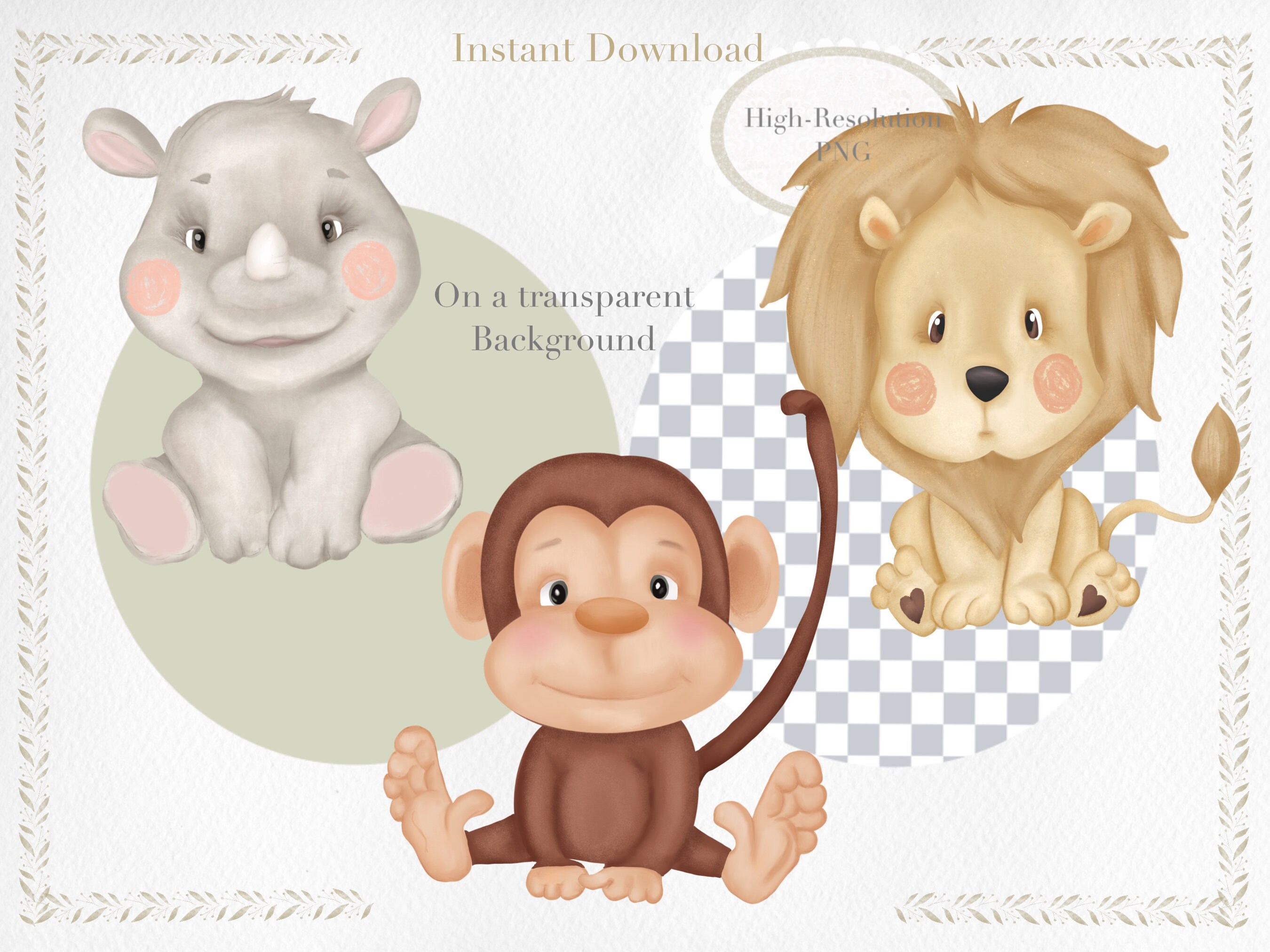 Baby Safari Animals, Watercolor Clipart, Baby Shower, Lion, Tiger ...