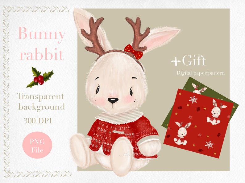 Christmas Bunny Png,cute Bunny Clipart,bunny Png, Rabbit Clipart,baby ...