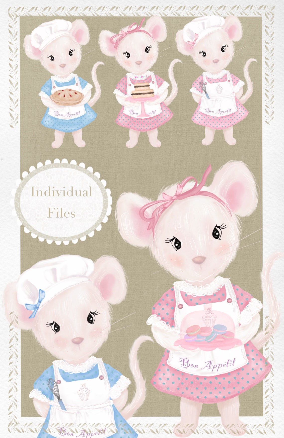 Watercolor Bakery Clipart. Bakery Animals Cute Cooking - Etsy