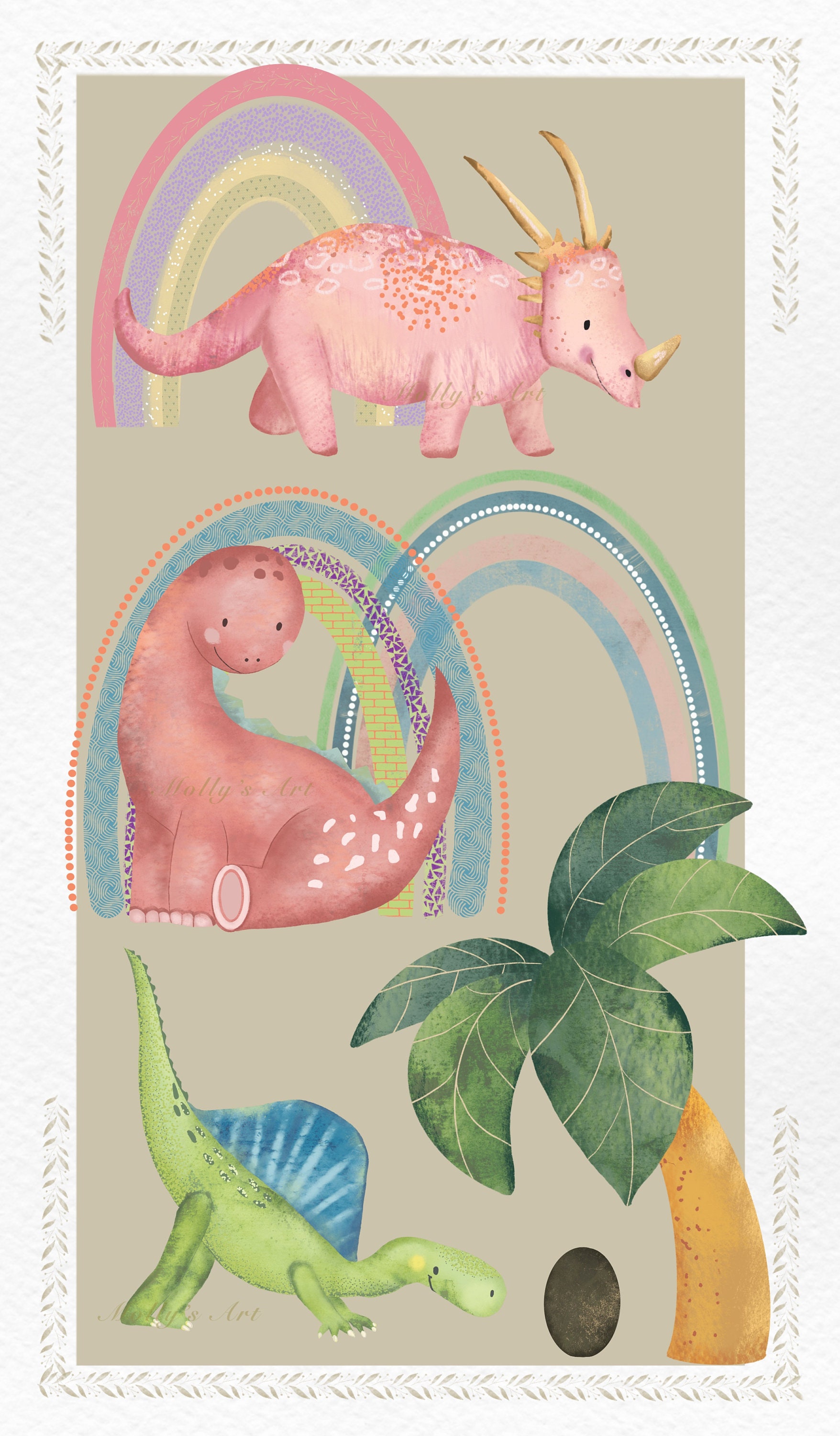 Dinosaurs Rainbow Watercolor Clipart,instant Download Dino Clip Art ...