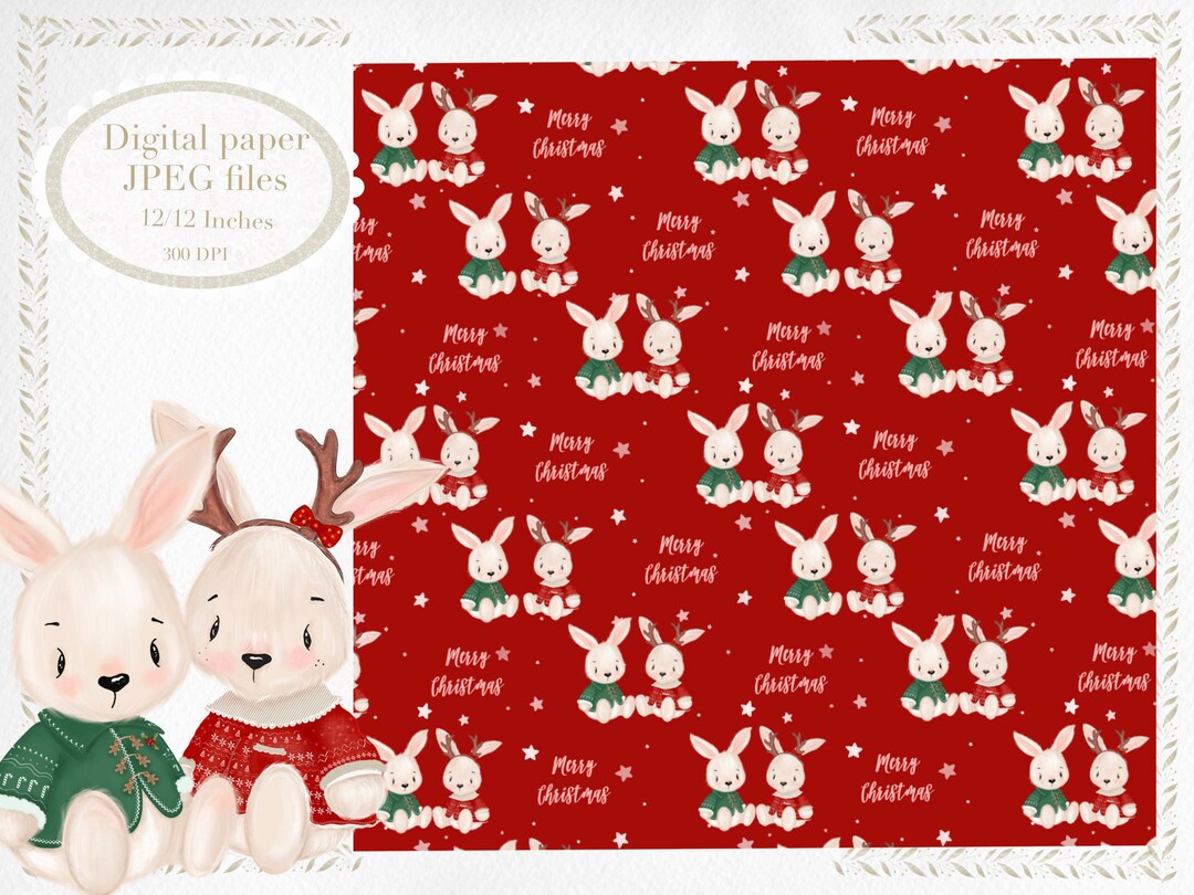 Feliz Navidad Patrón de papel digital Navidad Para uso personal y ...