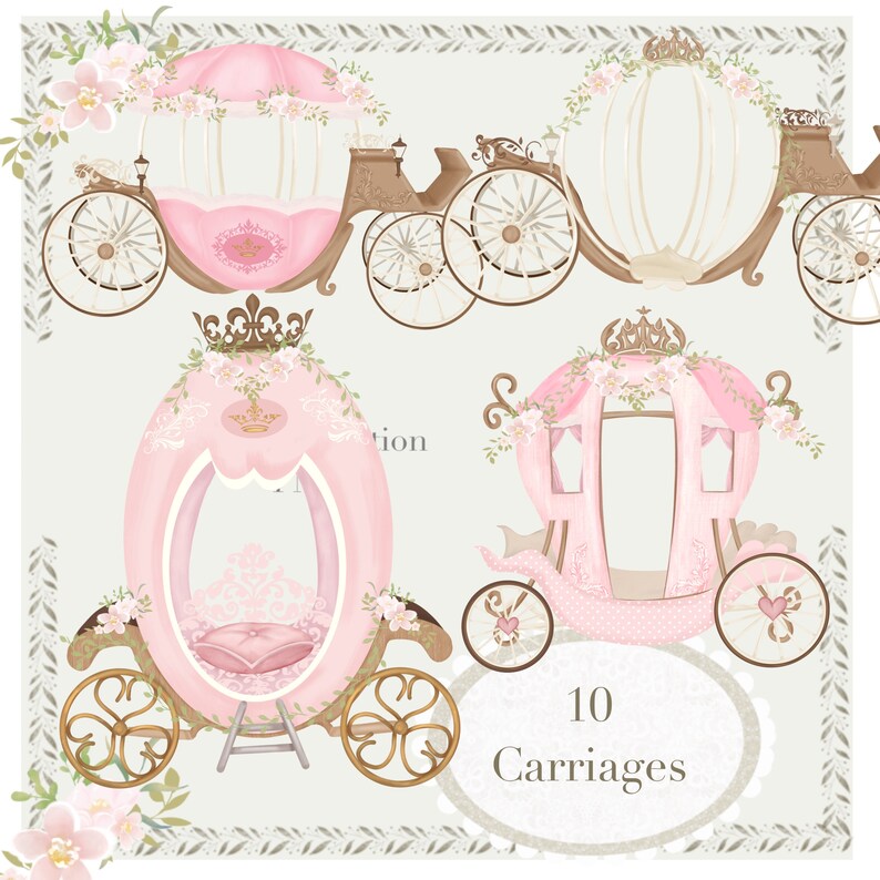Watercolor Fairytale Carriage Clipart, Princess Carriage Clipart, Royal ...