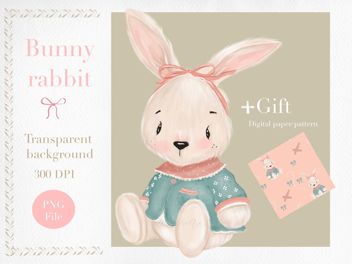 Cute Bunny Clipartbunny Pngrabbit Clipart Baby - Etsy