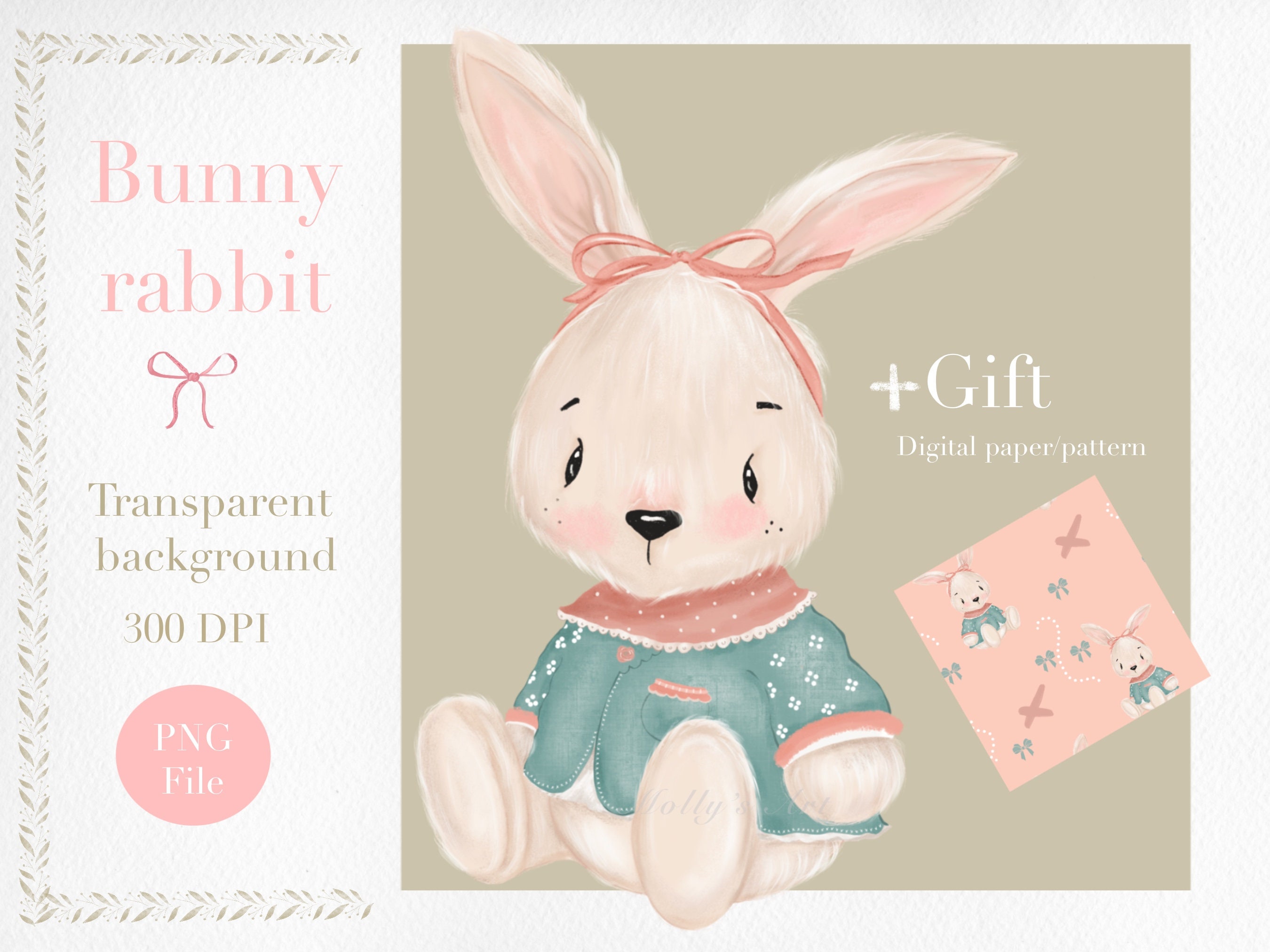 Cute Bunny Clipart,bunny Png,rabbit Clipart, Baby Shower,birthday ...