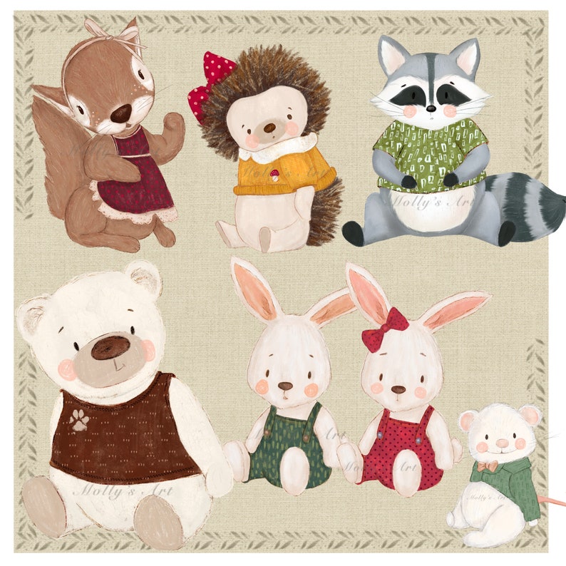 Woodland Animals Watercolor Clipart, Forest Animals Clip Art, Nursery ...