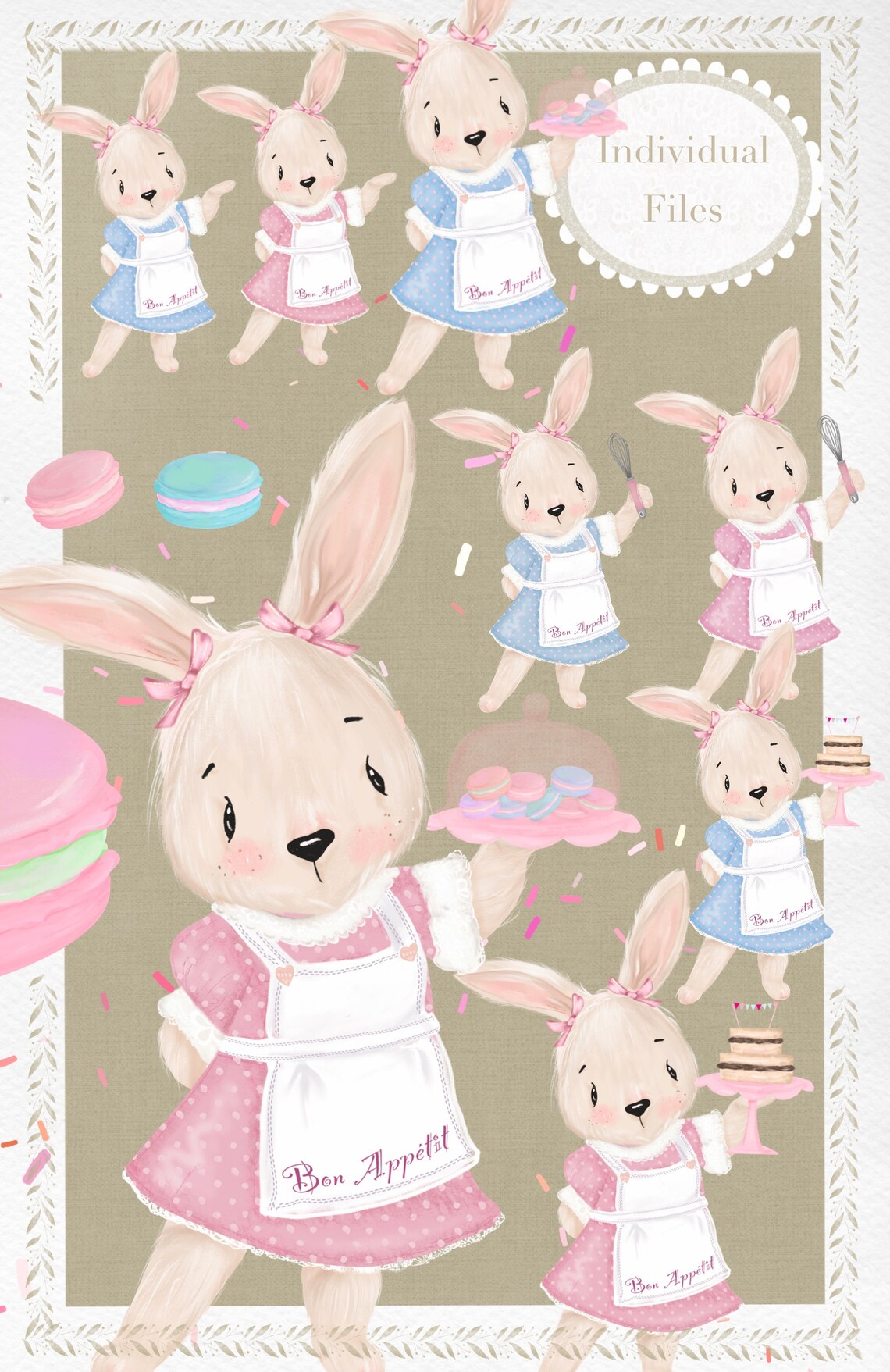 Watercolor Bakery Clipart. Bakery Animals Cute Cooking - Etsy