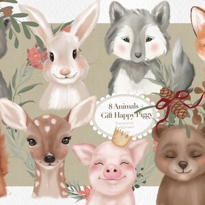 Woodland Animals Watercolor Clipart PNG, Forest Animals Clip Art ...