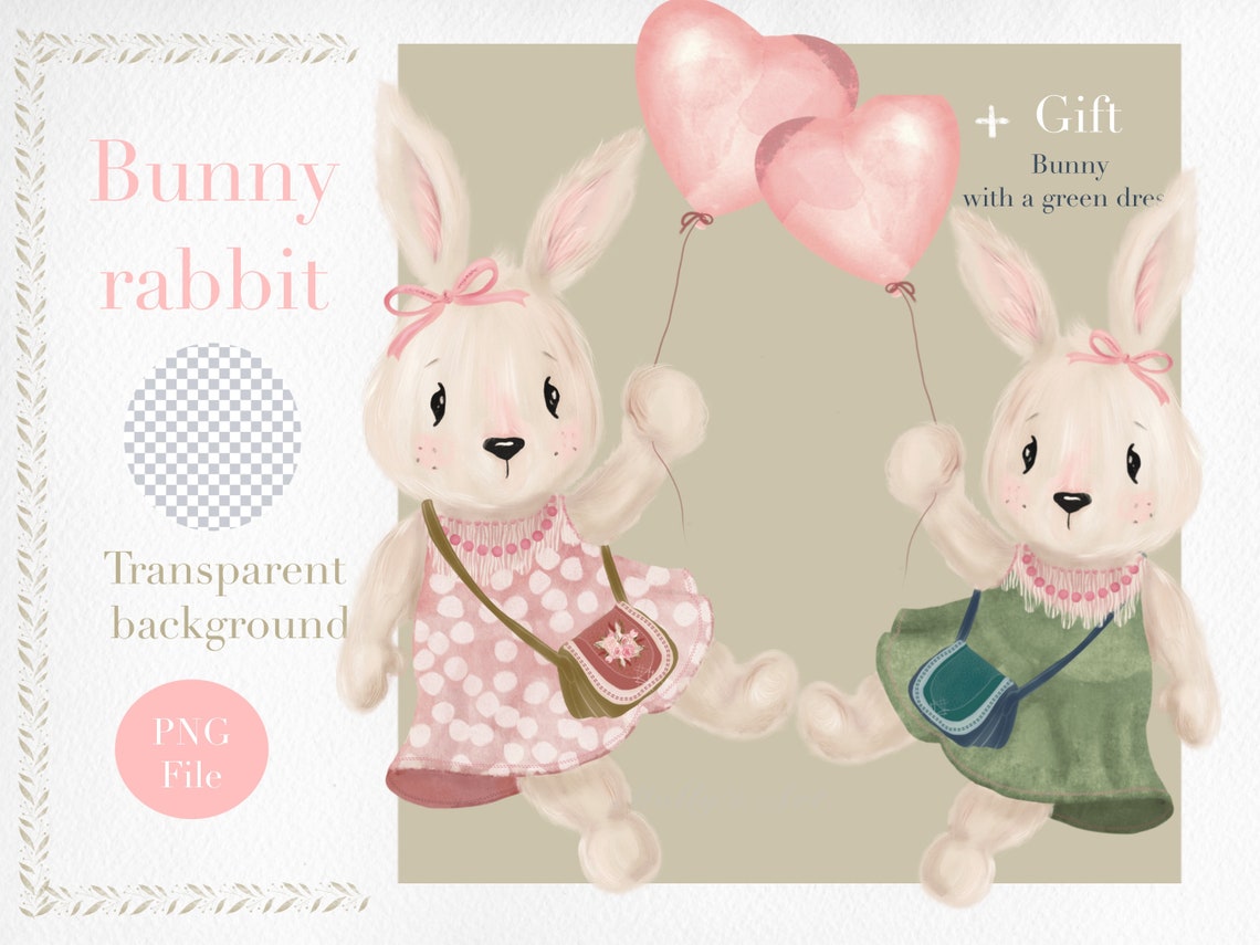 Cute Bunny Clipart,bunny Png,rabbit Clipart, Baby Shower,birthday ...
