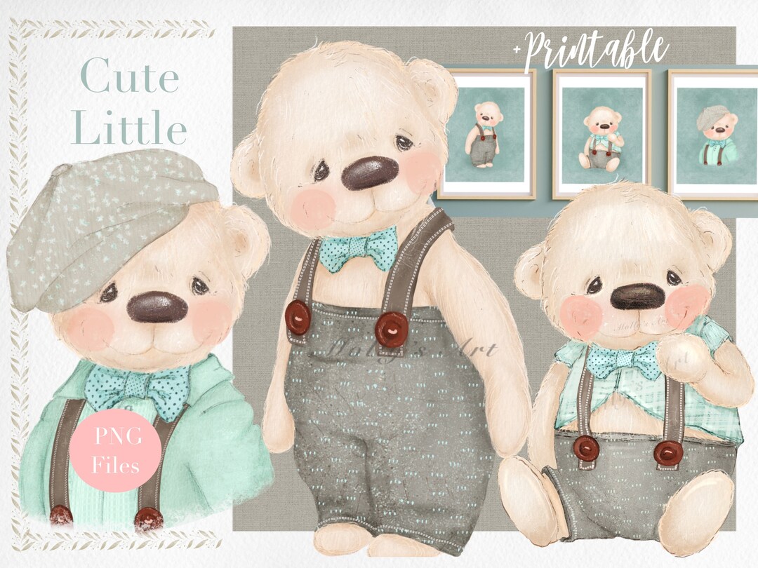 Teddy Bear Clipart, Instant Download,nursery Art, Painted Watercolor ...