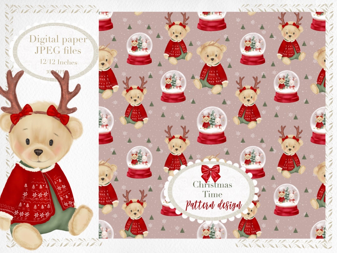 Merry Christmas Digital Paper Pattern Christmas Time for Personal and ...